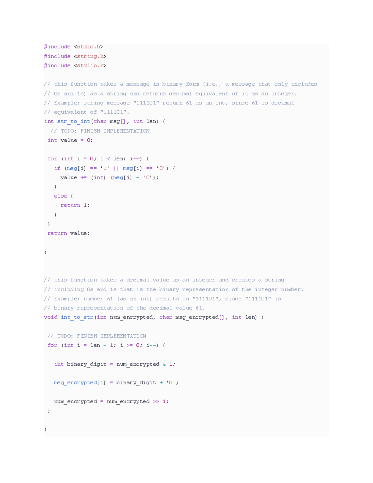 Ex14 - Simari - #include #include #include // this function takes a message in binary form (i ...