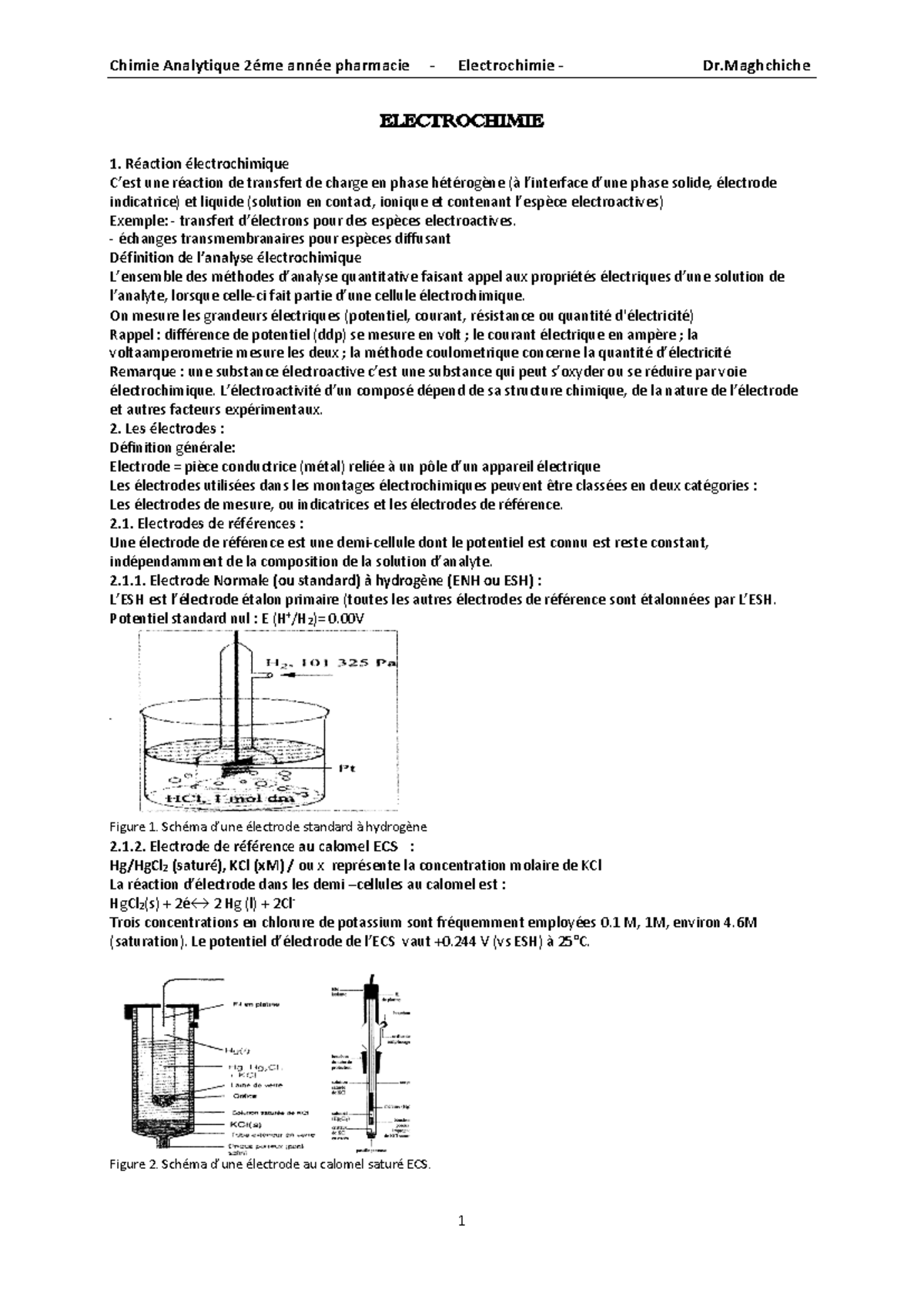 Electrochimie cours - Électrochimie master - ELECTROCHIMIE Réaction ...