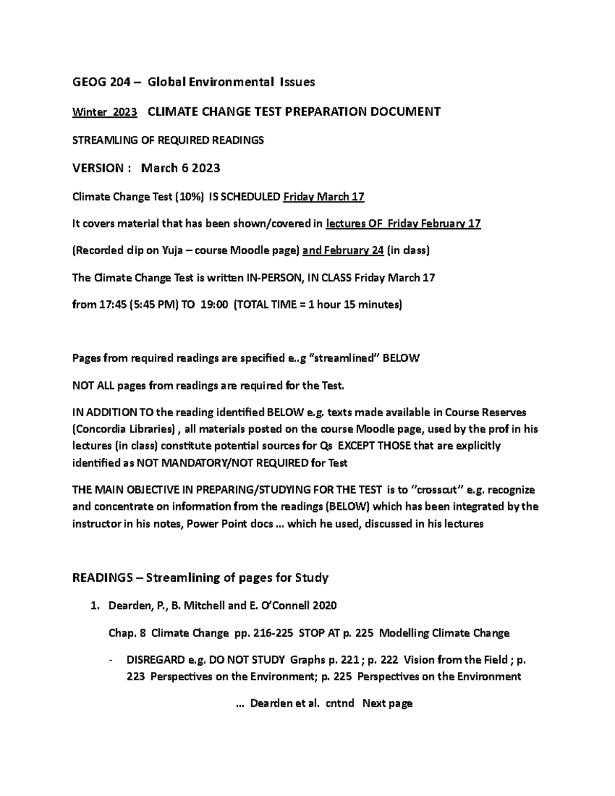 Climte TST Prep 204 - test prep - GEOG 204 – Global Environmental ...