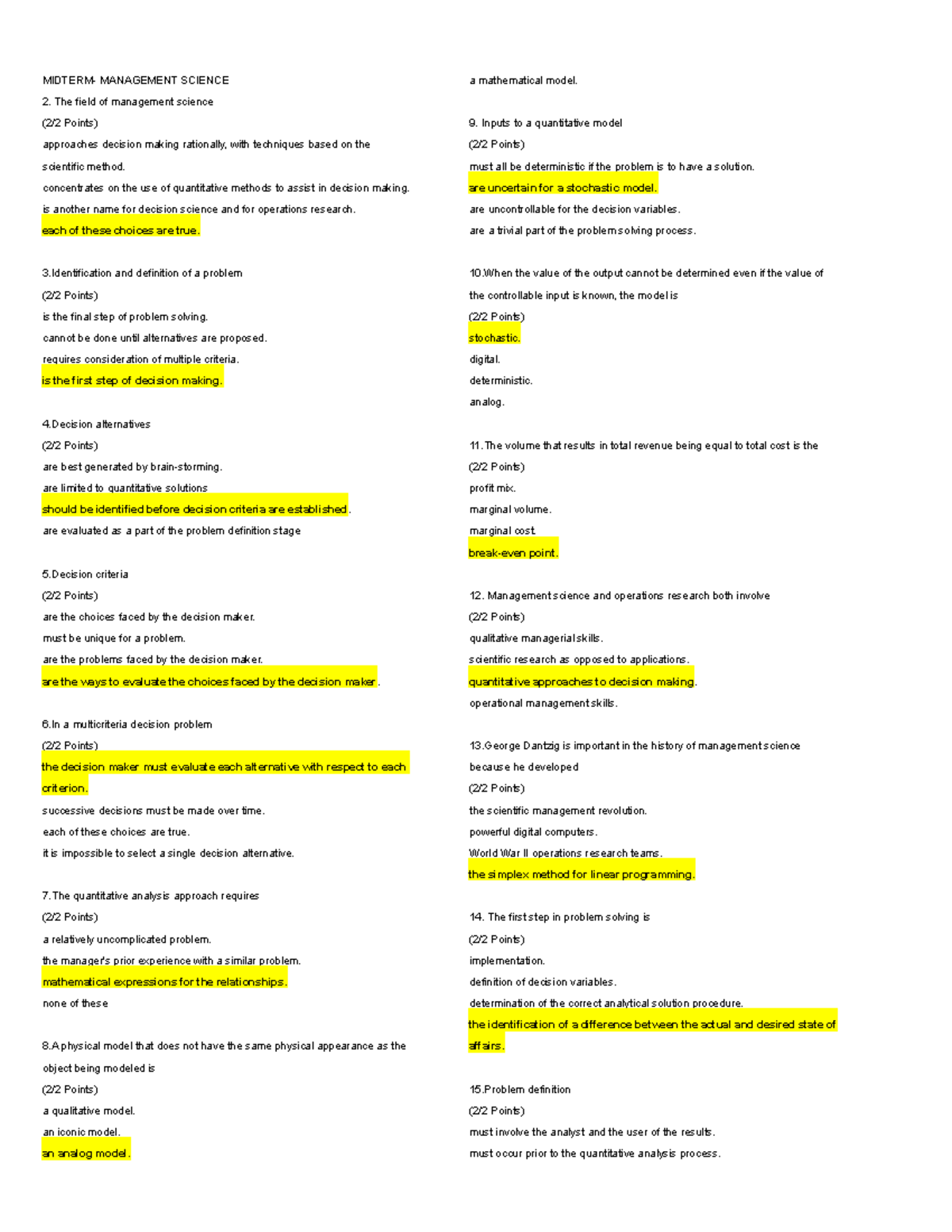 KEY Notes - A practice quiz is a learning tool to see how well users ...