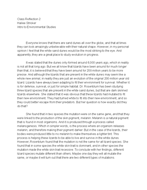 Class Reflection 6 - Hailee Stricker Intro to environmental studies ...