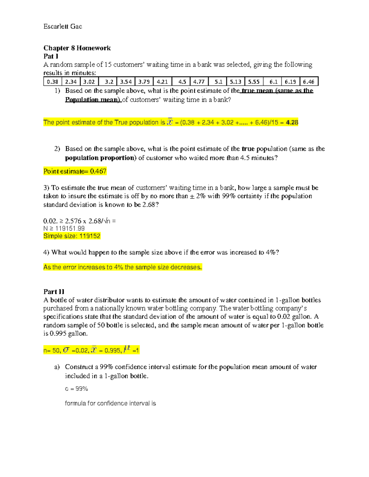 Chapter 8 Homework - practical - Warning: TT: undefined function: 32 Escarlett Gac Chapter 8 ...