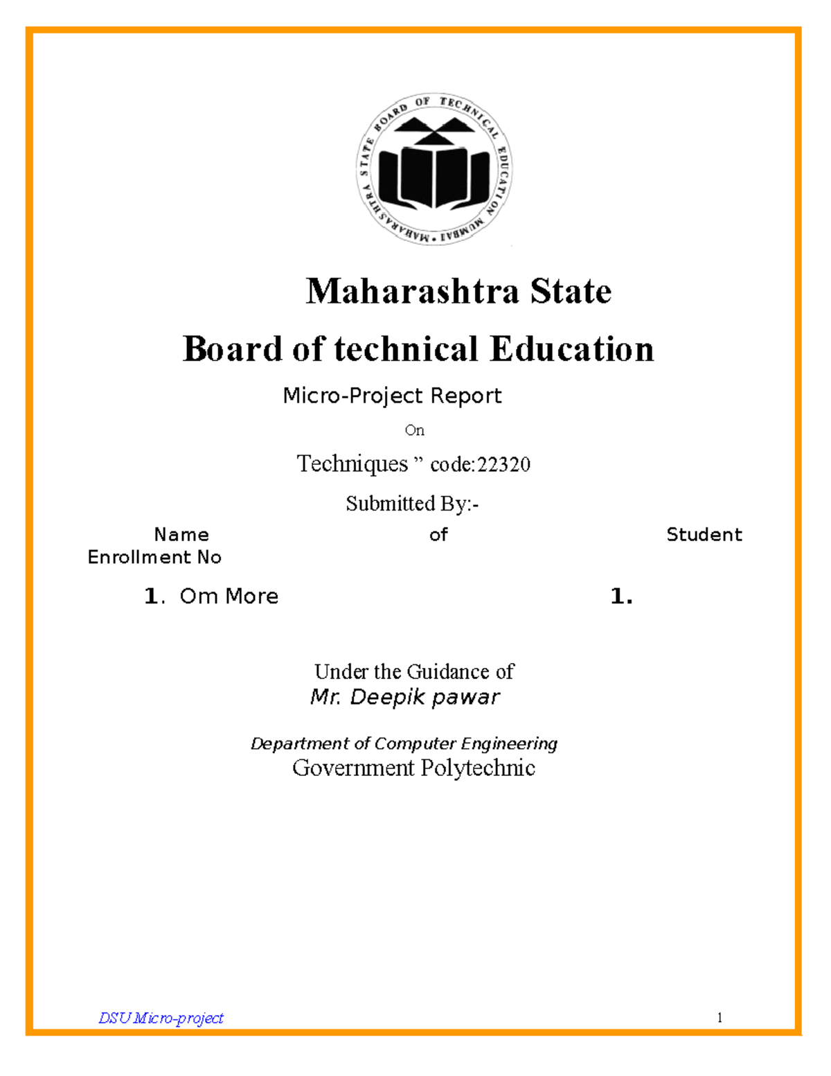 Micro-project-of-dsu compress - Maharashtra State Board of technical ...