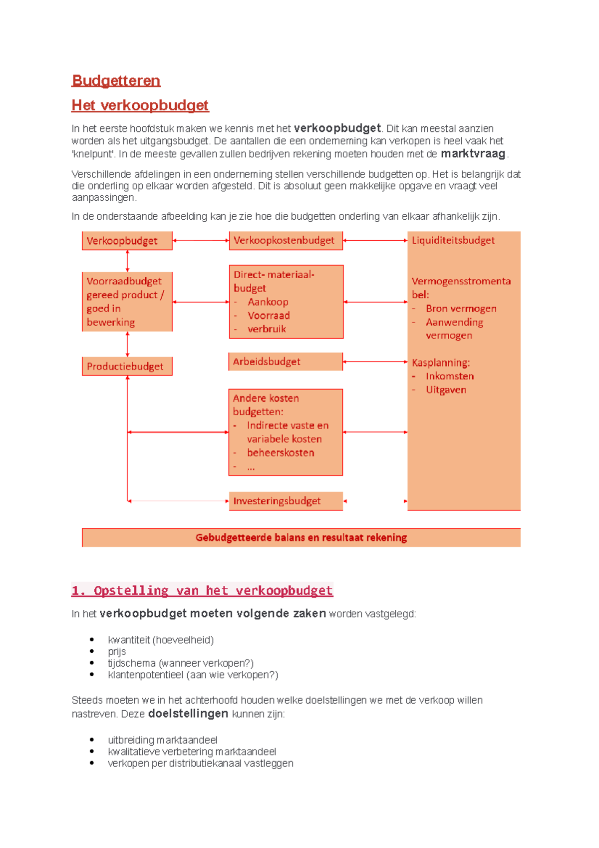 Budgetteren - Budgetteren Het verkoopbudget In het eerste hoofdstuk ...