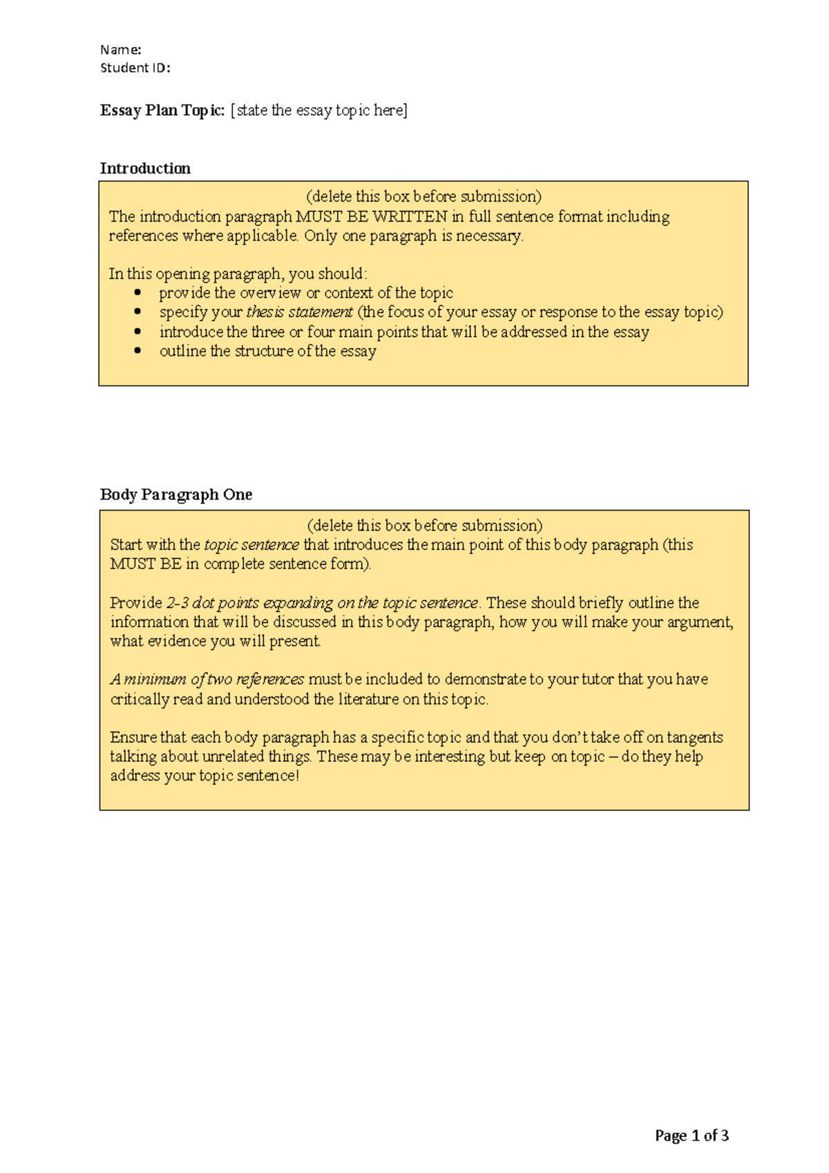 Psyc 1B Assignment 2.1 Essay Plan Template - Name: Student ID: Essay ...