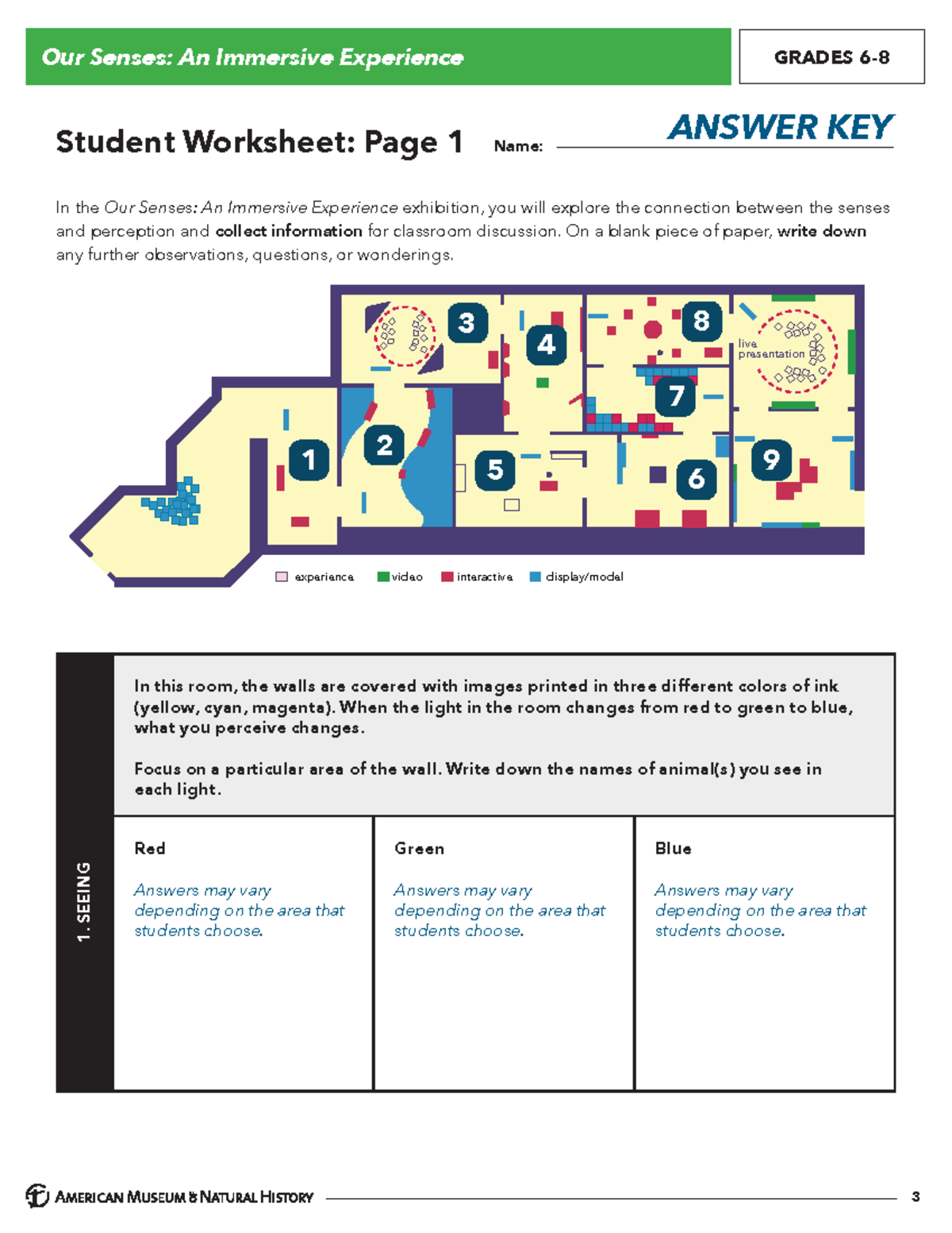 Senses-worksheets 6-6 gizmo answer pls - Our Senses: An Immersive ...