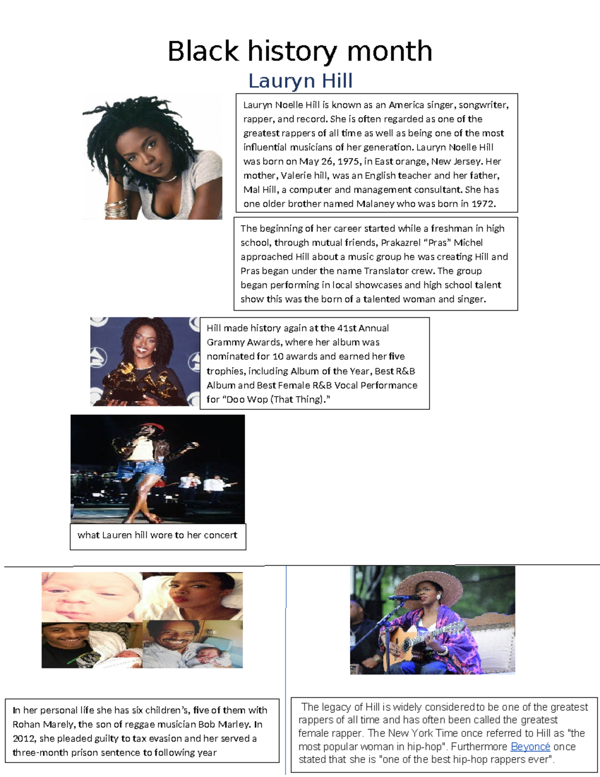 Black history month project-1 - Black history month Lauryn Hill Lauryn ...