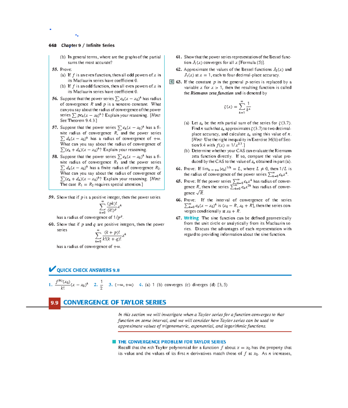 Math work ch9-9 - Math work - 668 Chapter 9 / Infinite Series (b) In general terms, where are ...