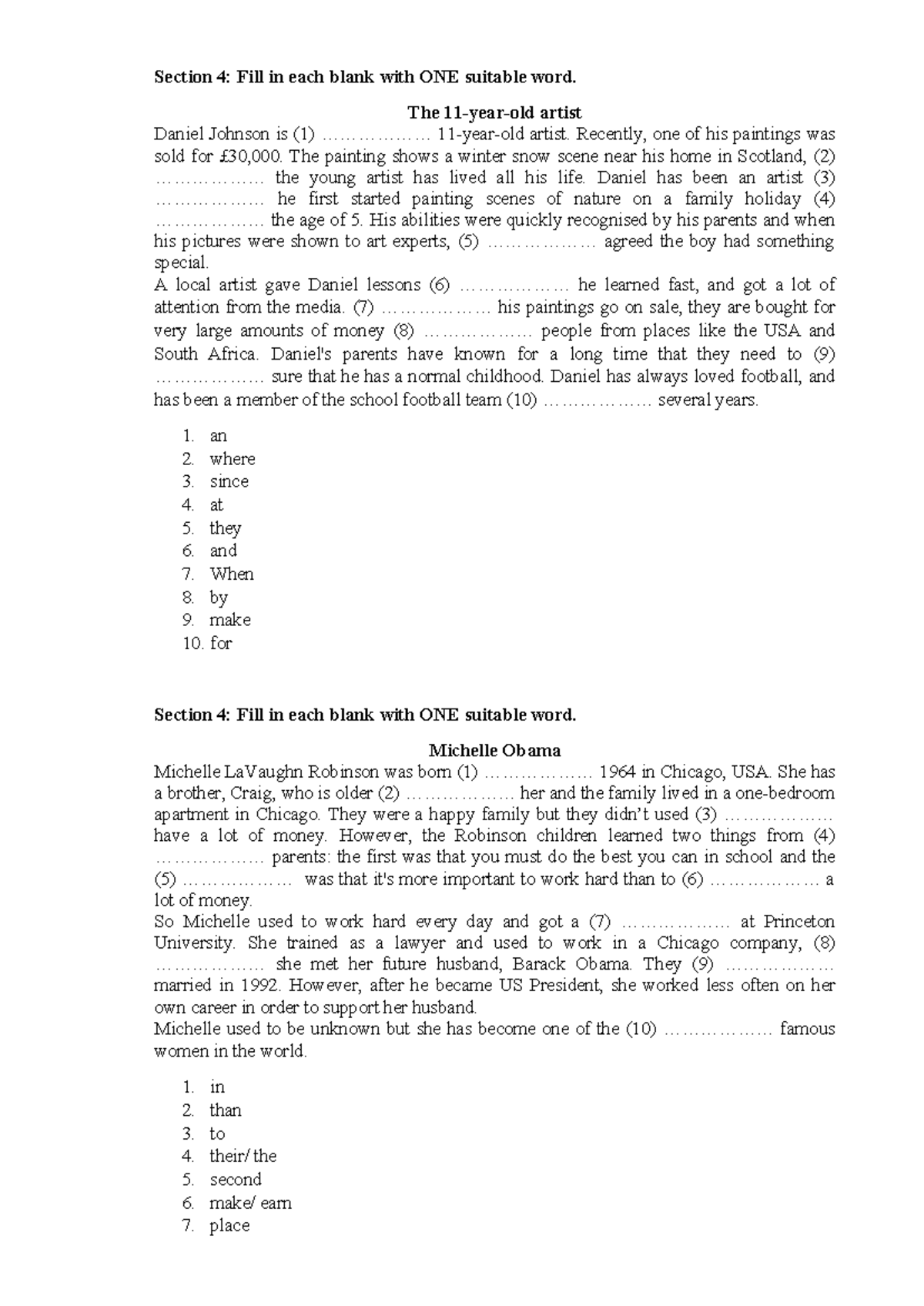 232 Anh2- Reading Part 4 unit 7-9 THẮNG-Cloze tests 1-5 - Section 4 ...