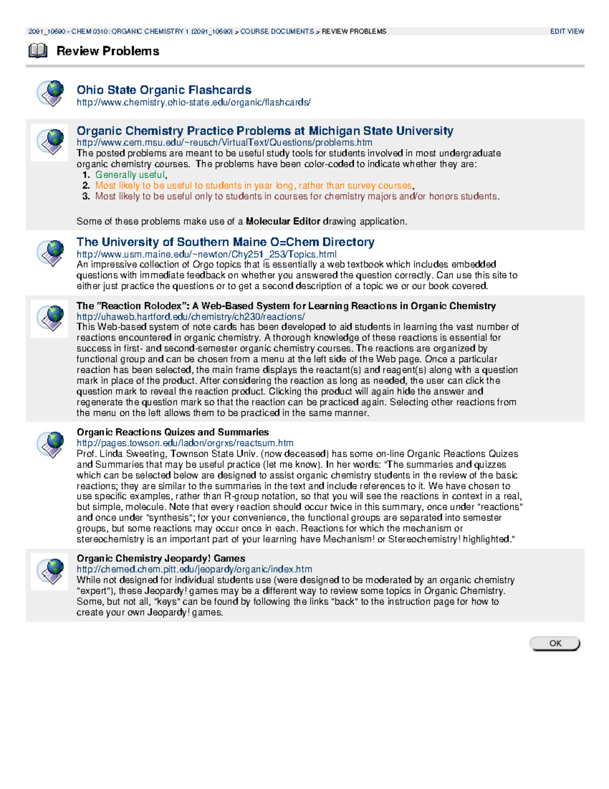 OChem Practice Problems Webistes Collection - Review Problems 2091 ...