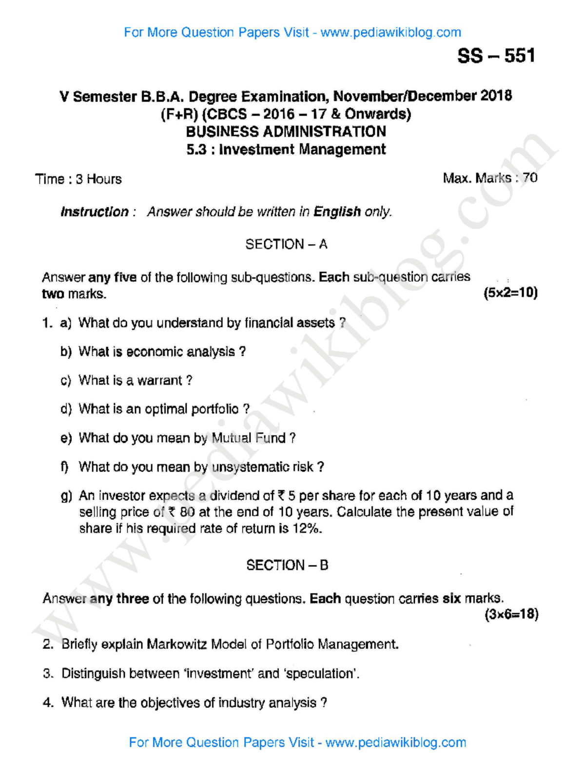 Investment Management Questions Papers - |''|'''||''||'''|||| - Studocu