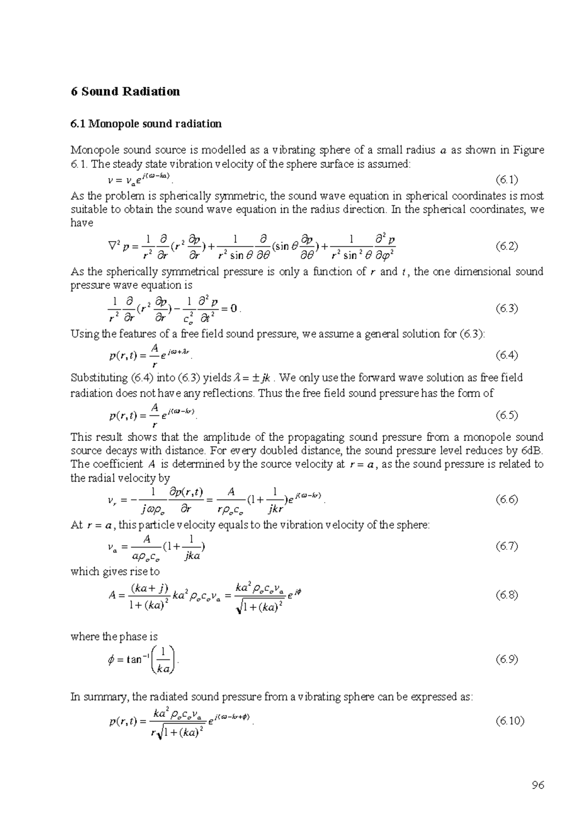 Summary Advanced Vibration And Sound: Chapter 6 - Sound Radiation - 6 ...