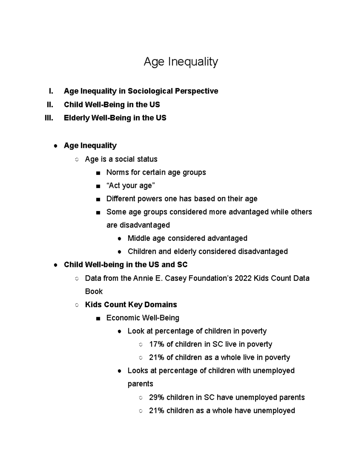 Age Inequality - This is covered on the second exam. - Age Inequality I ...