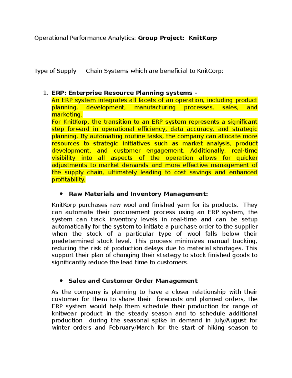 Knit Korp - KnitKorp Group Project - Operational Performance Analytics ...