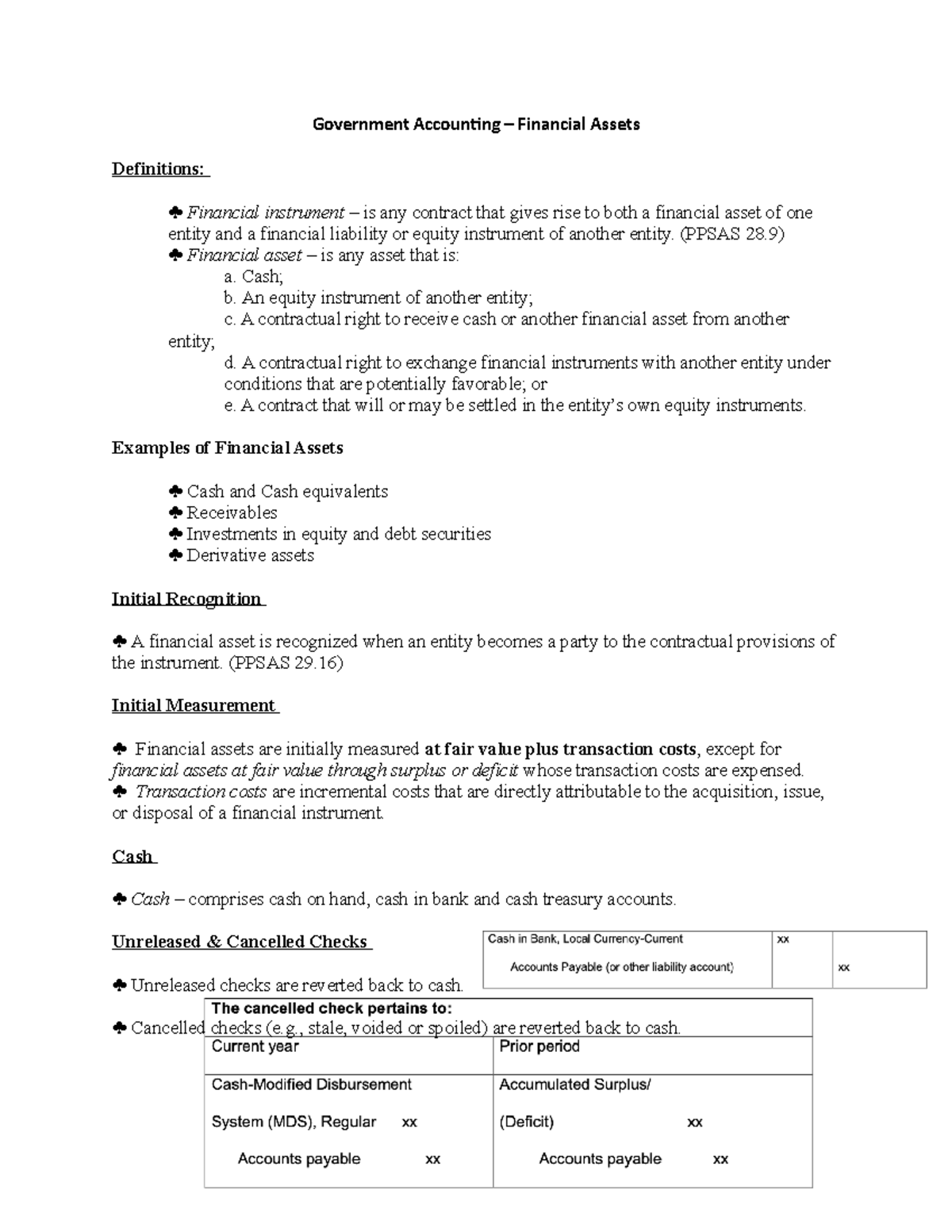 Financial Assets - Government Accounting – Financial Assets Definitions ...