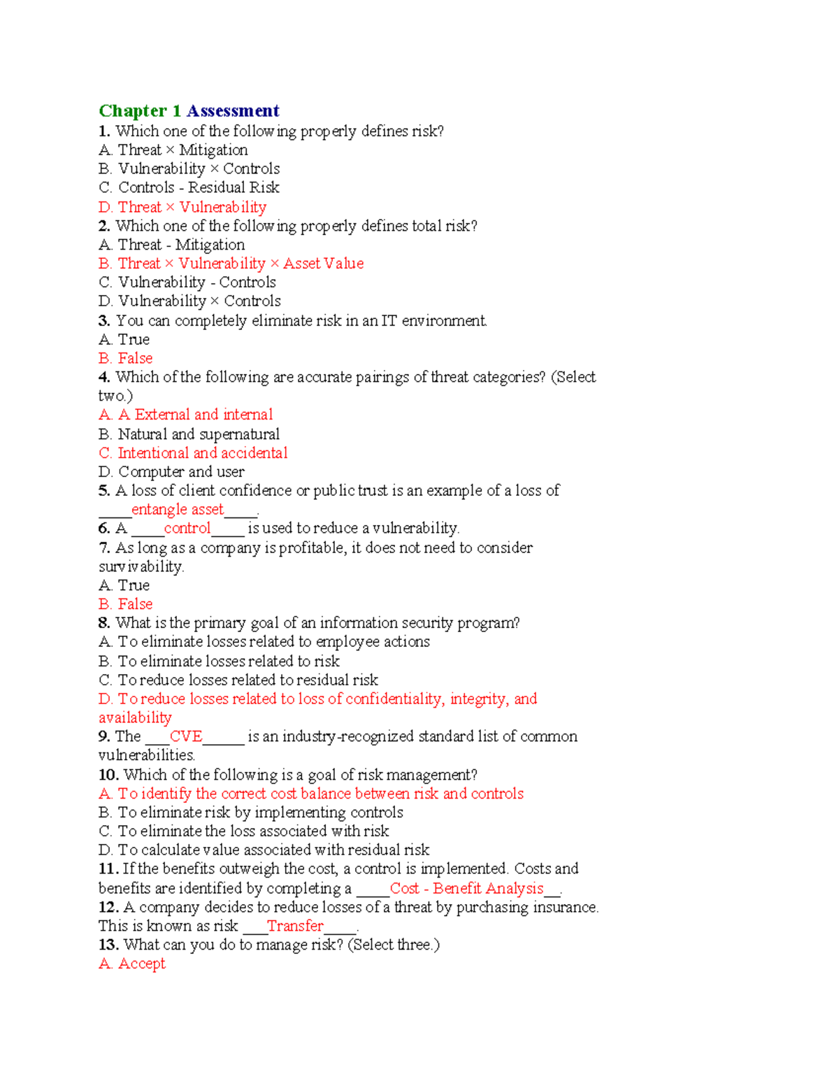 Chapter 1-8 IAA - hi hi - Chapter 1 Assessment Which one of the ...