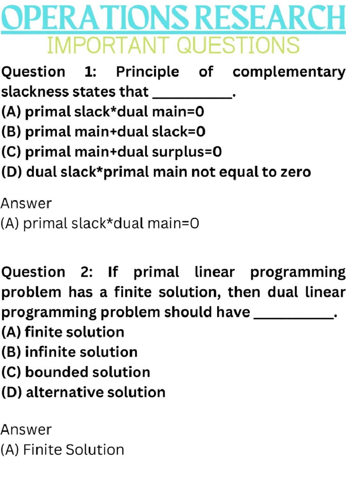 Operations Research 3 - Studocu