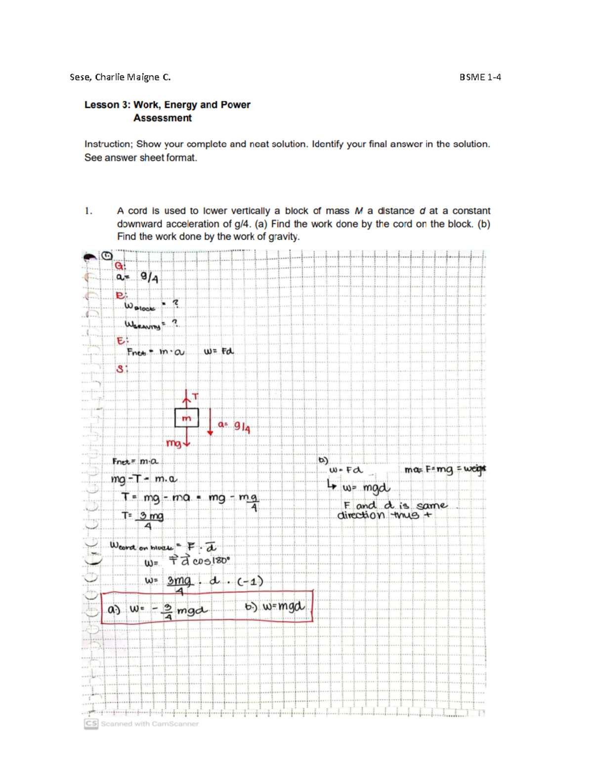 Problem Set 3 Physics for Engineers - PHYSICS - Sese, Charlie Maigne C. BSME 1- - Studocu