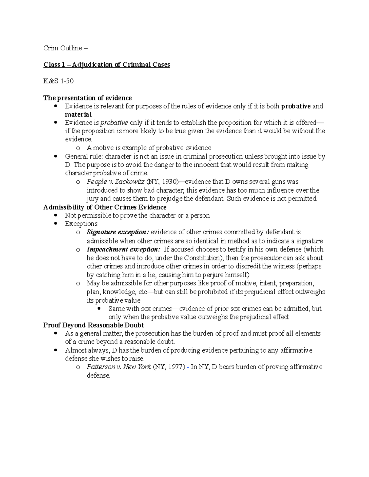 Criminal Law Outline - 3 - Crim Outline – Class 1 – Adjudication of ...