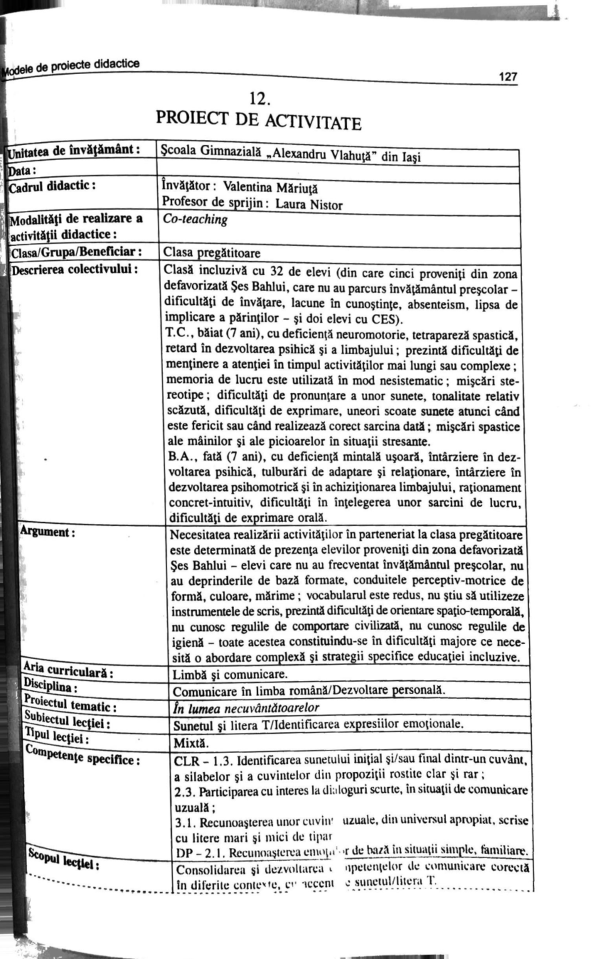 Proiect clasa pregatitoare limba si comunicare - Copie-1 - de proiecte ...