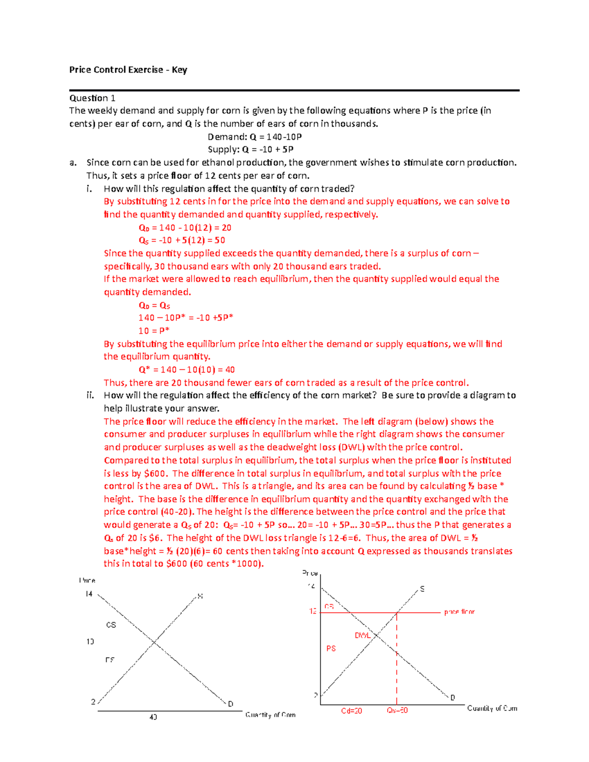 Key price controls exercise 1332855849 - Price Control Exercise - Key ...