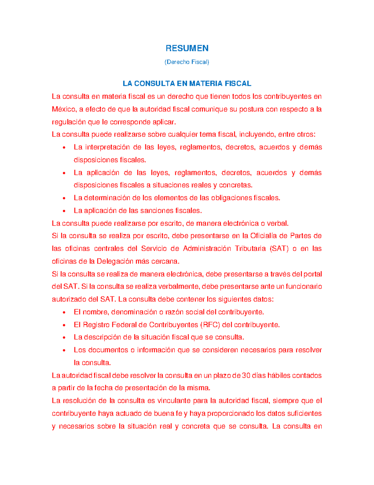 Resumen de Unidad de Derecho Fiscal II - RESUMEN (Derecho Fiscal) LA ...