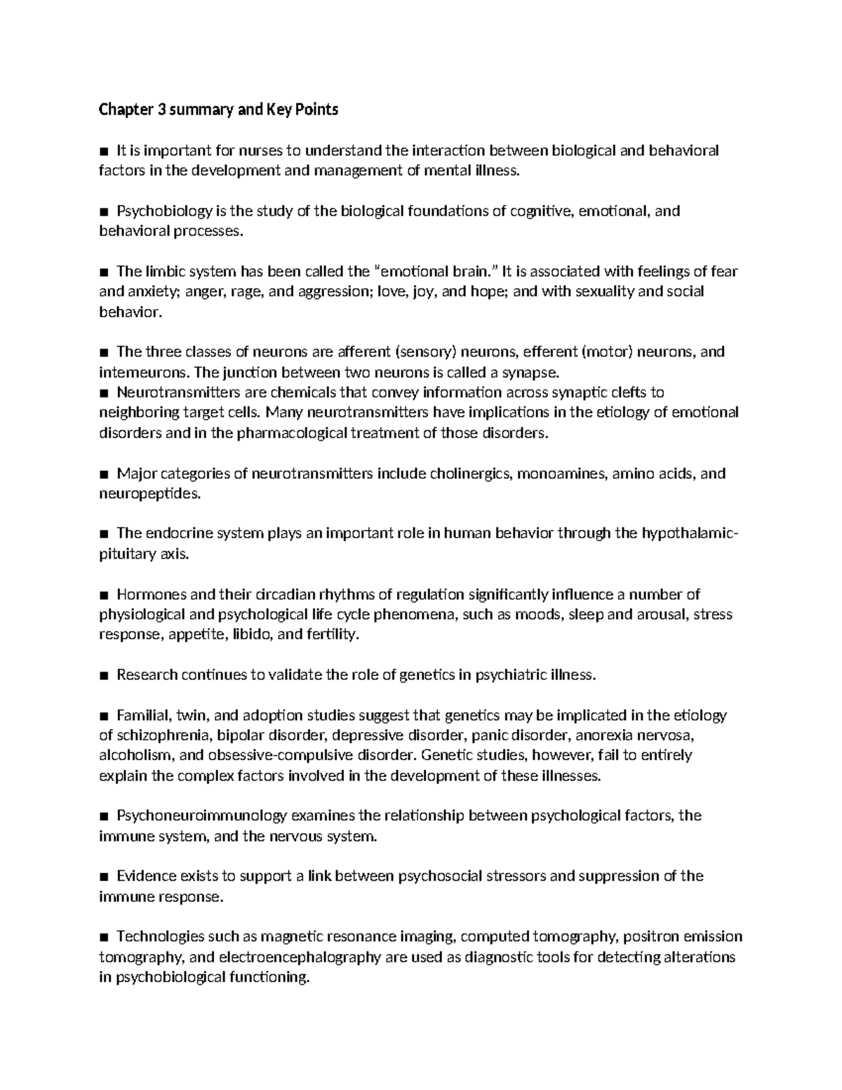 Chapter 3 summary and Key Points - Chapter 3 summary and Key Points It is important for nurses ...