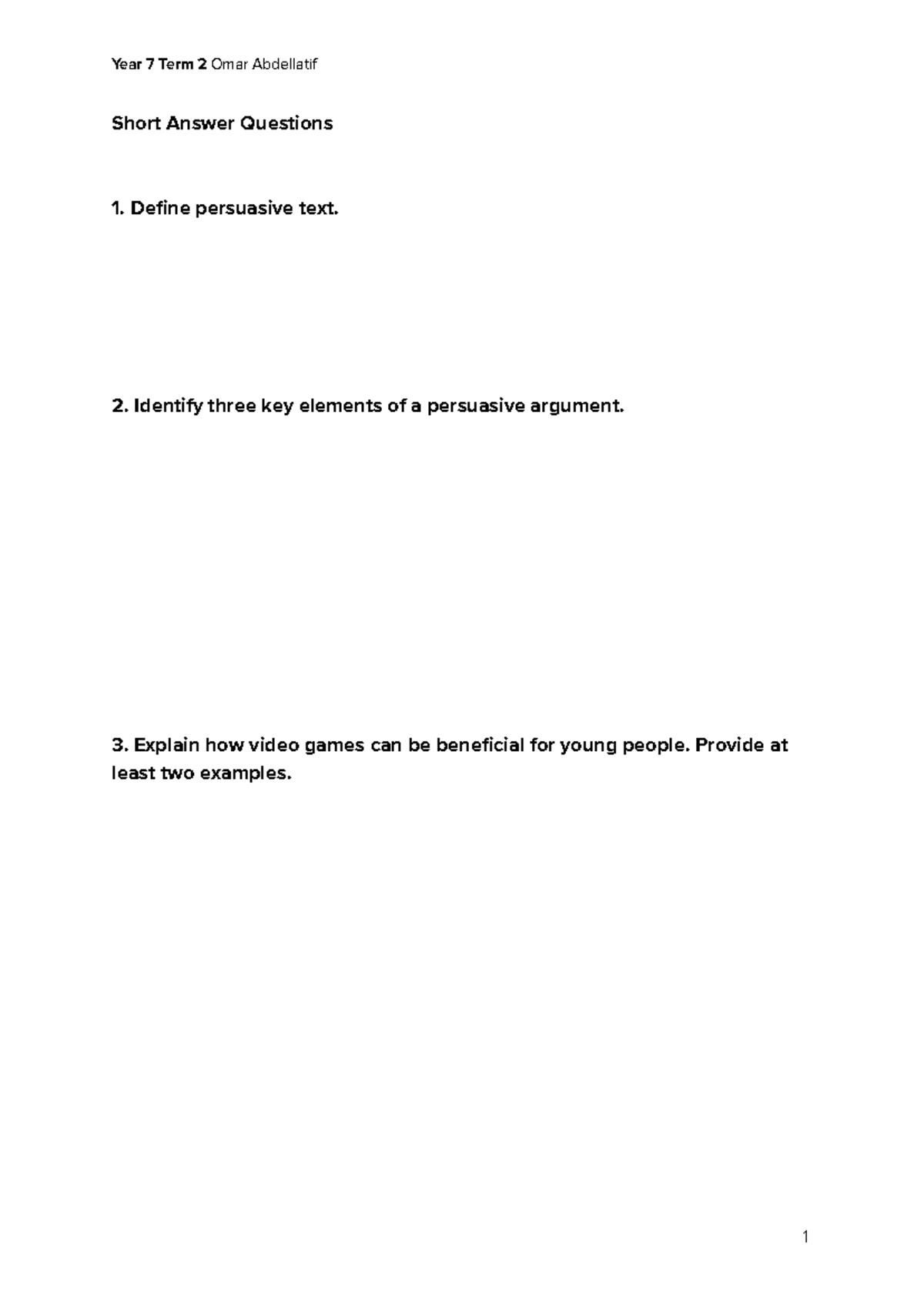 YR 7 term 2 exam - Essays encourage you to analyze and evaluate information, construct logical ...