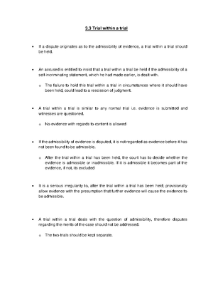 Notes on Trial within a Trial - Notes: Trial within a trial If a ...