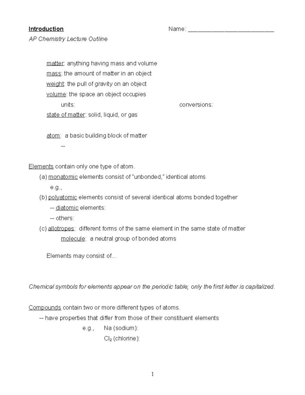 1 ap intro stunotes f11 - notes - Introduction Name ...