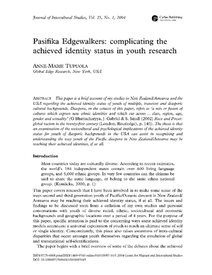 Te Pae Mahutonga - reading - Original Reference Source: Durie, Mason ...