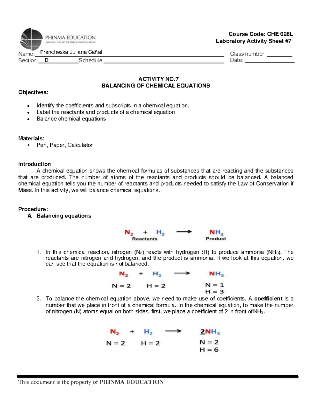 LAS7-Part-2-Balancing of Chemical Equations-converted - Laboratory ...