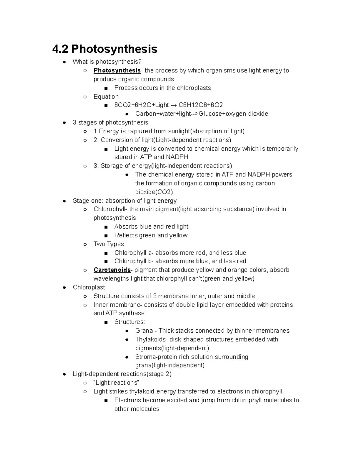 Photosynthesis - These are all of the notes I took in Biology from my ...