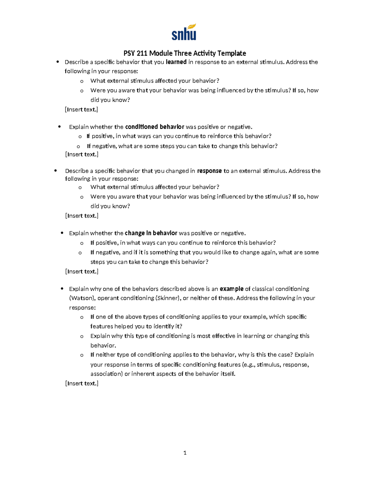 PSY 211 Module Three Activity Template - PSY 211 Module Three Activity ...