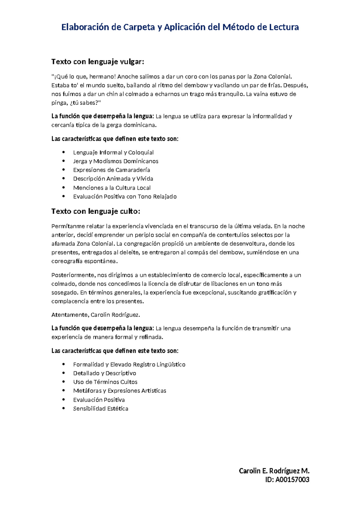 Elaboración de Carpeta y Aplicación del Método de Lectura - Elaboración ...