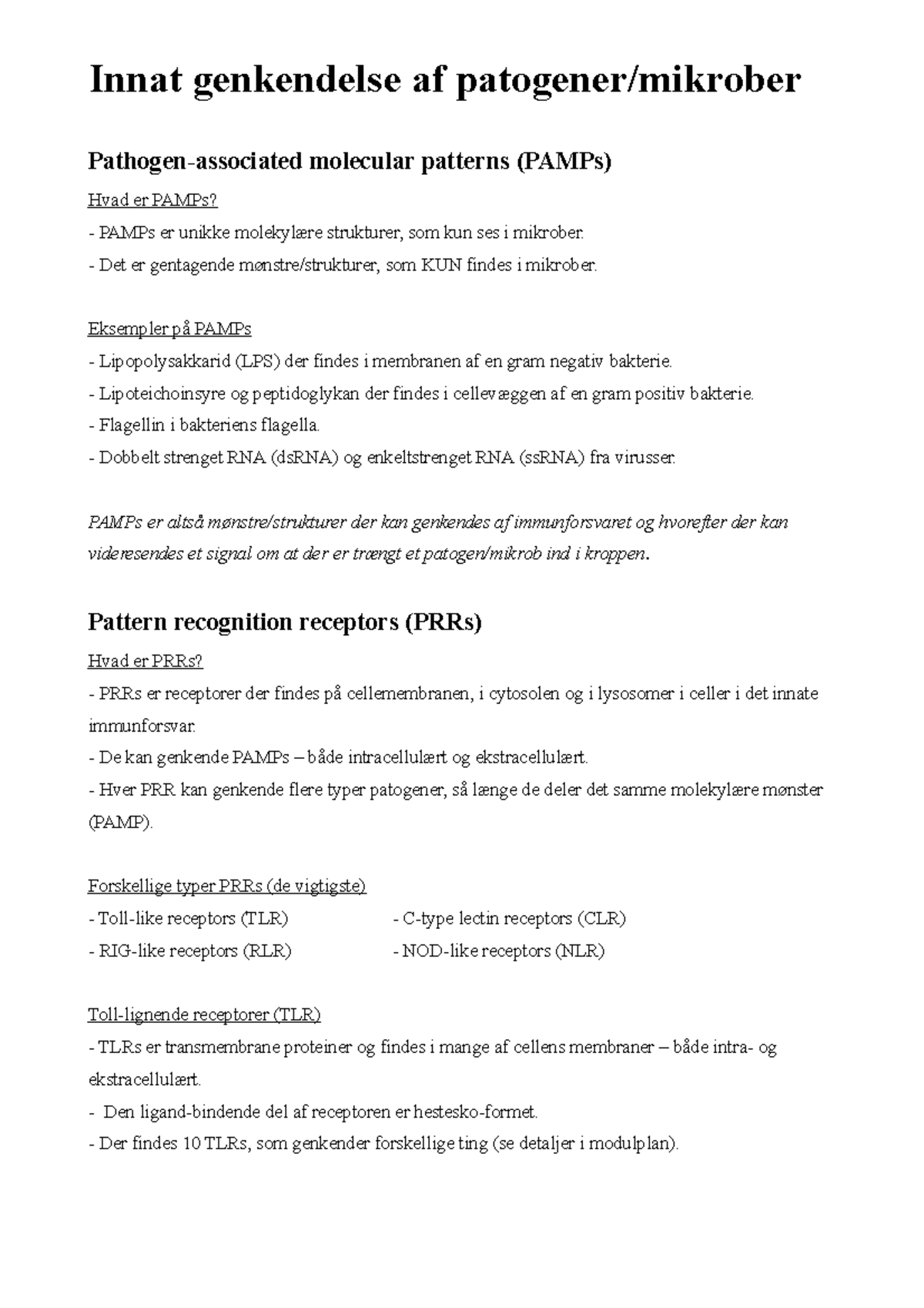 Innat genkendelse af patogener:mikrober - Innat genkendelse af ...