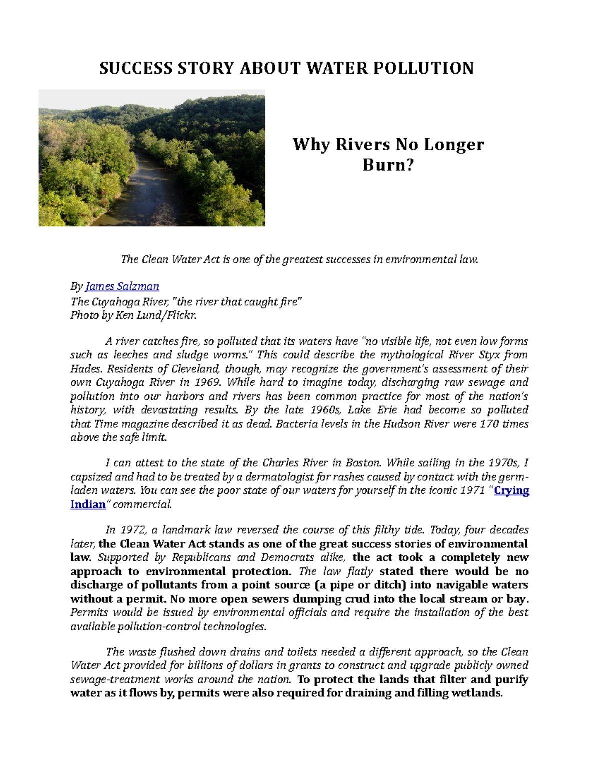 Project 2 - hbsgvsa - SUCCESS STORY ABOUT WATER POLLUTION Why Rivers No ...