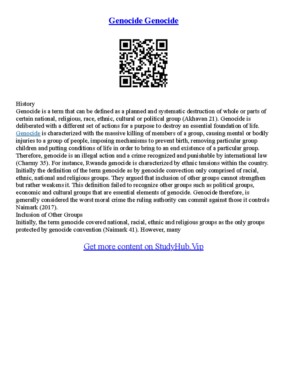 Essay On Genocide - Genocide Genocide History Genocide is a term that ...