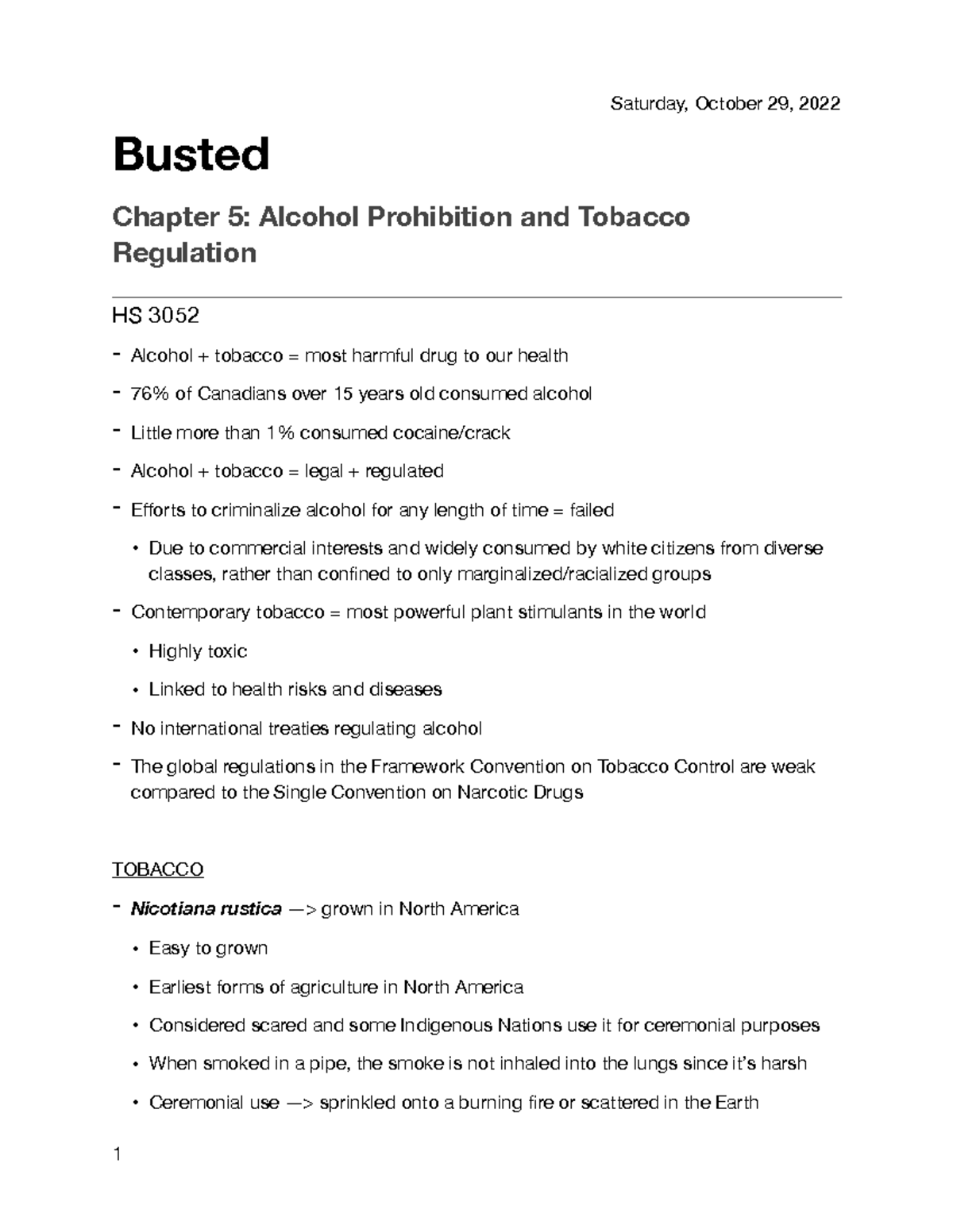 Busted Chapter 5 Notes - HS 3052 - Busted Chapter 5: Alcohol ...