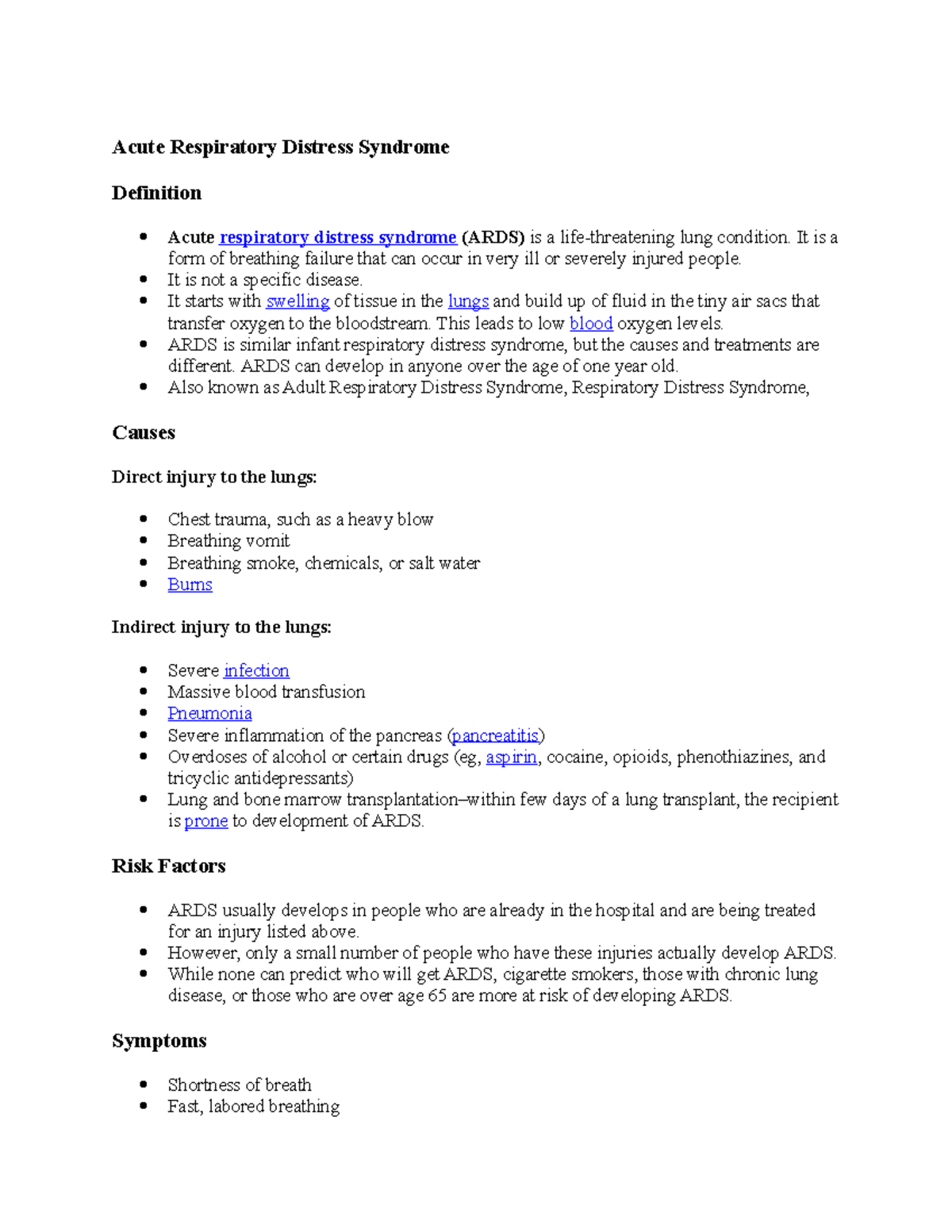 Acute Respiratory Distress Syndrome - It is a form of breathing failure ...