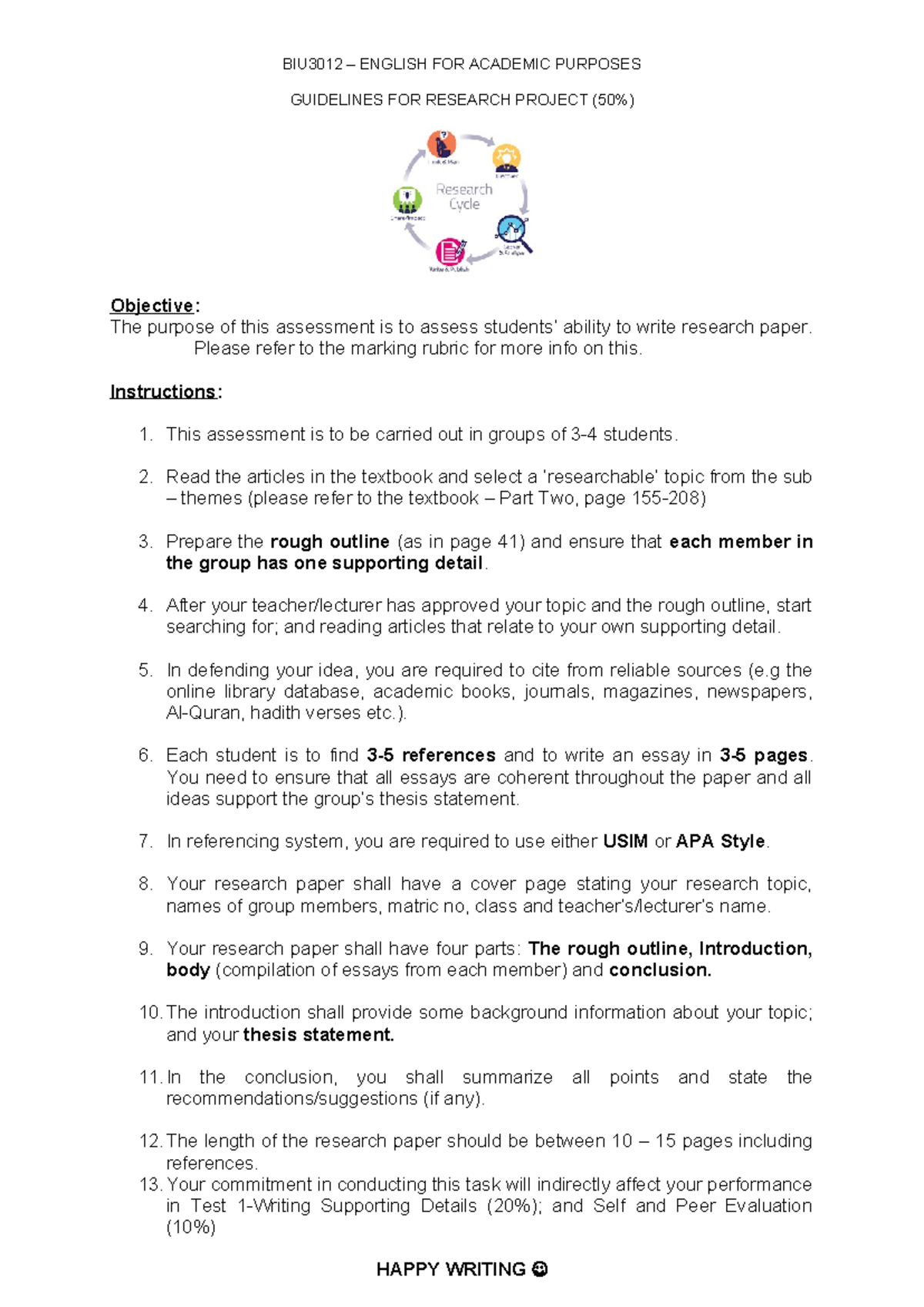 BIU3022 Guidelines for research project - BIU3012 – ENGLISH FOR ...
