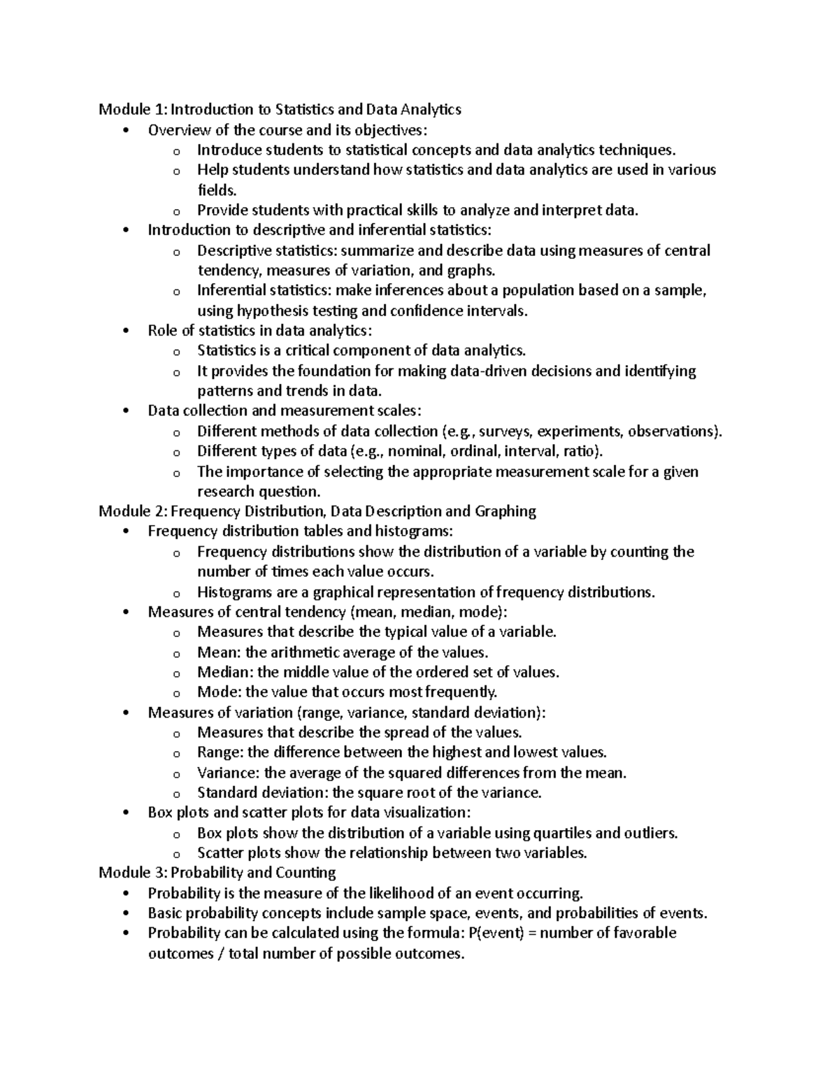ALY6000 Intro to Analytics 2 - Module 1: Introduction to Statistics and Data Analytics Overview ...