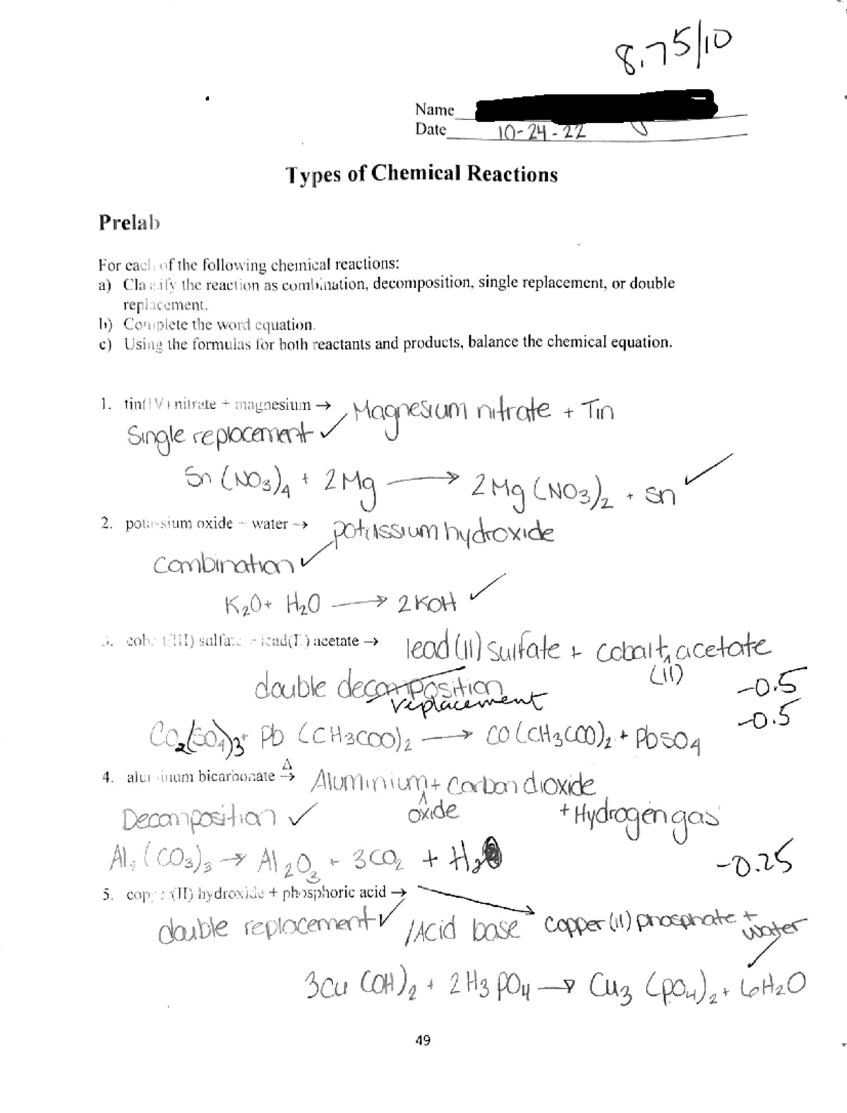 Types Of Chemical Reactions Prelab CHM 2210C Studocu types-of-chemical-reactions-prelab-chm-2210c-studocu