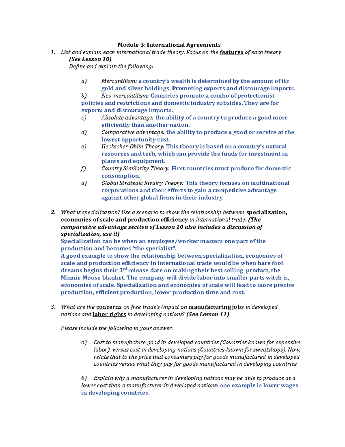 Module 3 Study Guide - Module 3: International Agreements List and ...
