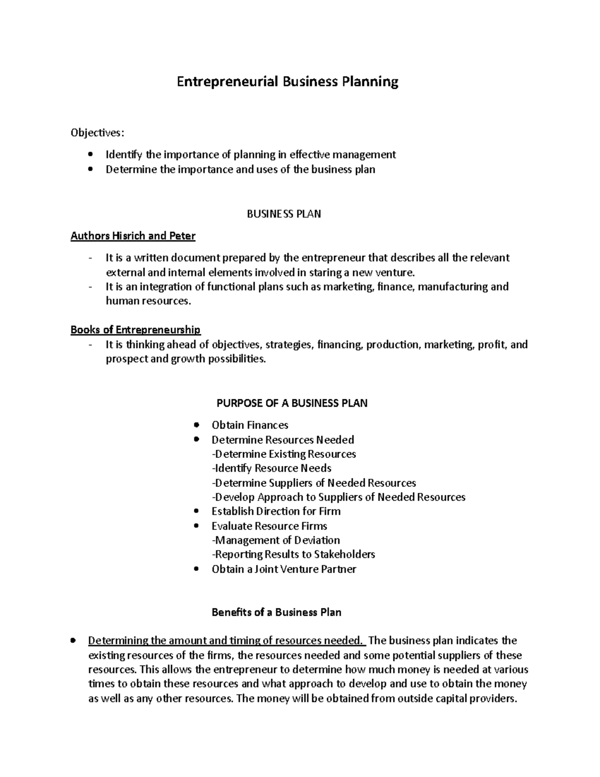 Entrepreneurial Business Planning - Entrepreneurial Business Planning ...