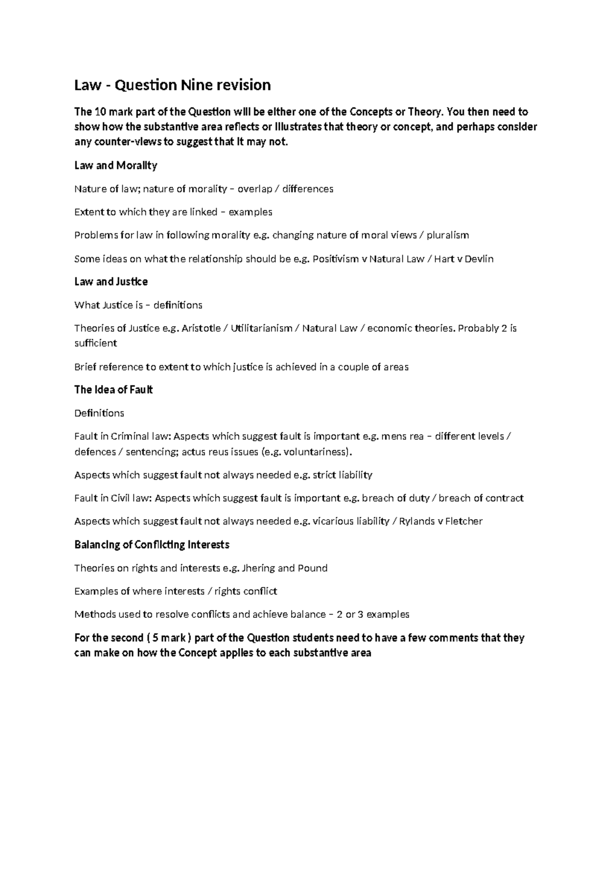 A-level Law Question Nine revision v - Law - Question Nine revision The ...