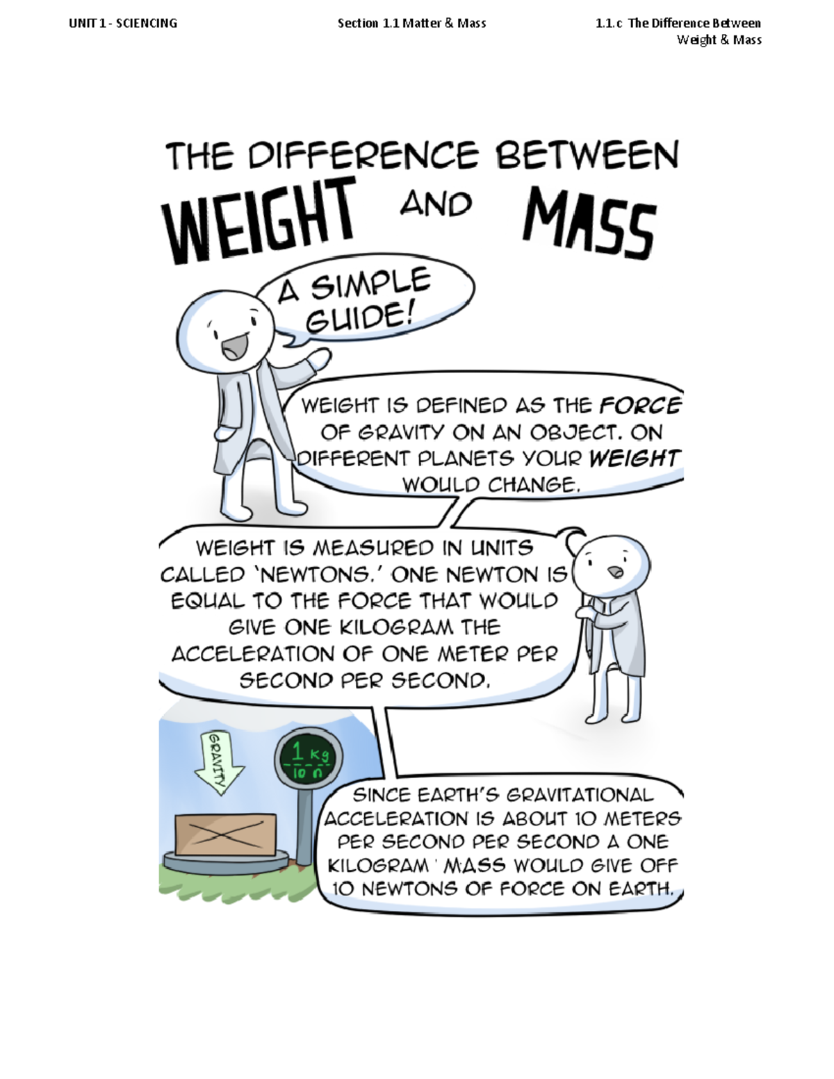 1.1.c Weight and Mass - Weight & Mass Weight & Mass Weight & Mass Mass ...