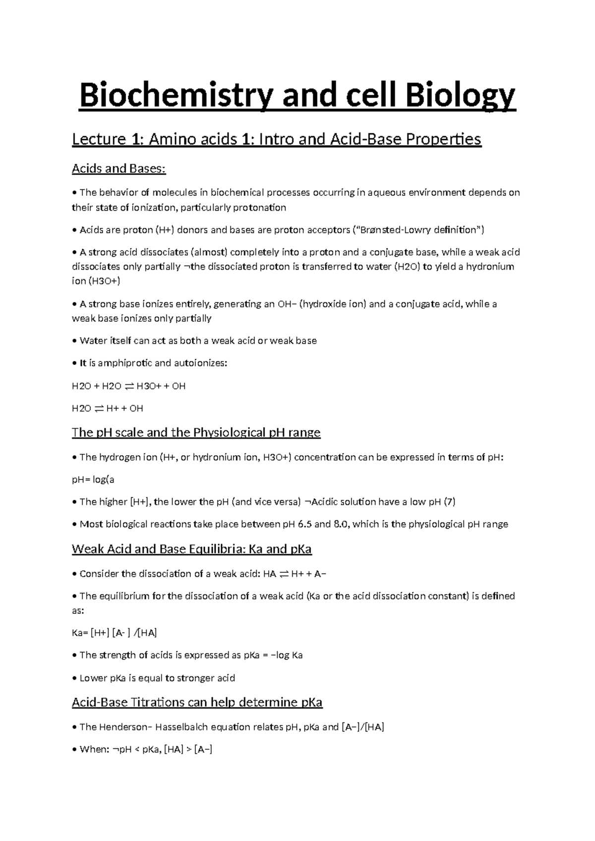 Biochemistry and cell Biology - Biochemistry and cell Biology Lecture 1 ...