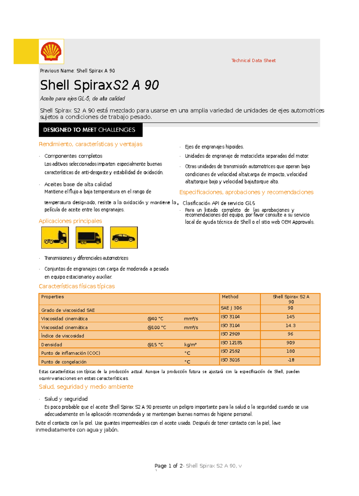 Mineral- Spirax-S2-A-90 - Page 1 of 2- Shell Spirax S2 A 90, v 1 Technical Data Sheet Previous ...
