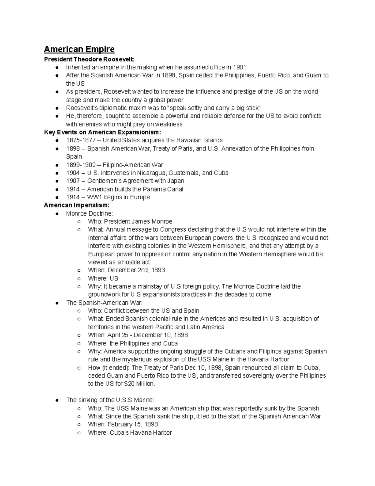 US Studies-Muckrakers to Women's Suffrage - American Empire President ...